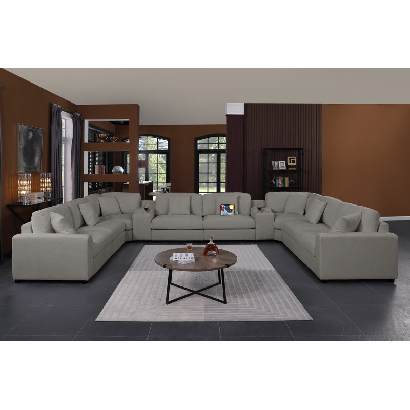 Latitude Run® Modern Upholstered Cloud Modular Corner Sectional Sofa With Two Consoles | Wayfair